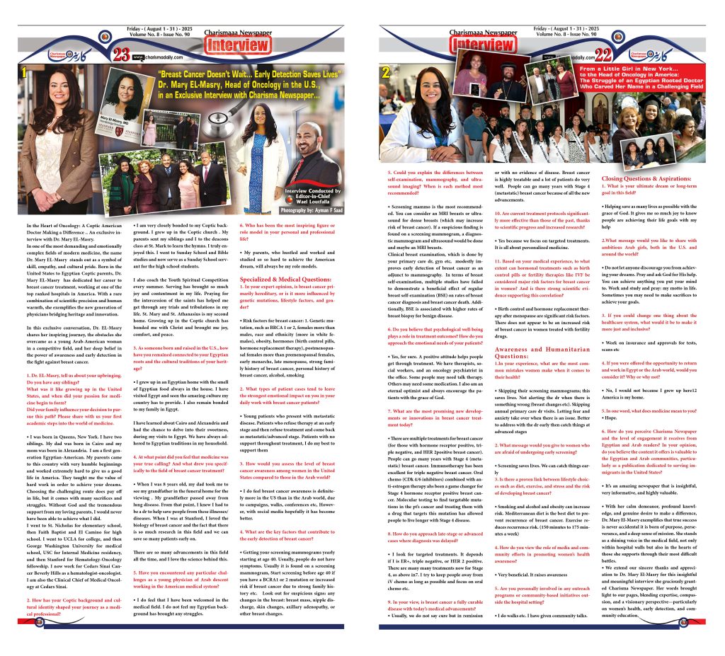 Dr. Mary EL-masry, Head of the Oncology Department in the U.S., in an ...